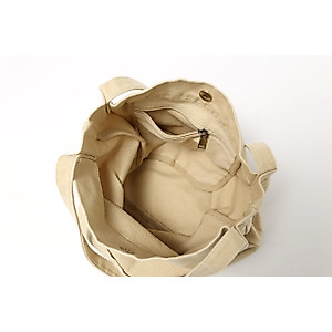 Jeelow Canvas Tote Handbag Shoulder Bucket Hobo Bag Purses For Men Women (Khaki)