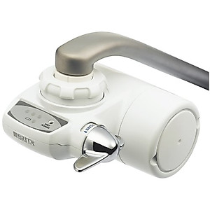 Brita Tap Water Filter System, Water Faucet Filtration System with Filter Change Reminder, Reduces Lead, BPA Free, Fits Standard Faucets Only - Basic, White