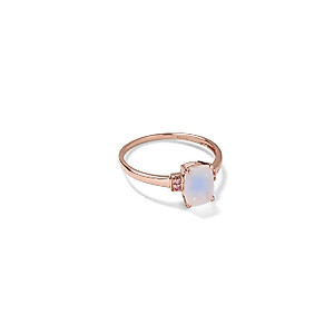 YoTreasure 1.72 Cts Moonstone Pink Sapphire Solid 10k Rose Gold Princess Ring Jewelry
