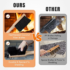 INNO STAGE Ash Shovel and Brush Set -Extra Large Fireplace Tools Set Hearth Indoor Outdoor Modern Firepit Coal Shovel and Brush Kit Cleaning Tool Rust Resistant