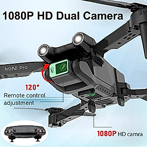 MOCVOO Drone with Dual Camera for Adults Kids, 1080P HD FPV Camera Drones with Carrying Case, Foldable RC Quadcopter Toy Gift for Boys Girls, 2 Batteries,120° RC Adjustable Lens,Gravity Control,3 Speeds