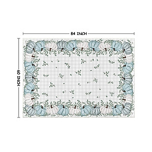 Artoid Mode Blue Pumpkins Eucalyptus Leaves Fall Area Rug, Autumn Thanksgiving Home Decor Low-Profile Washable Area Rugs for Entryway Bedroom Living Room Laundry Room Indoor 5x7 Feet