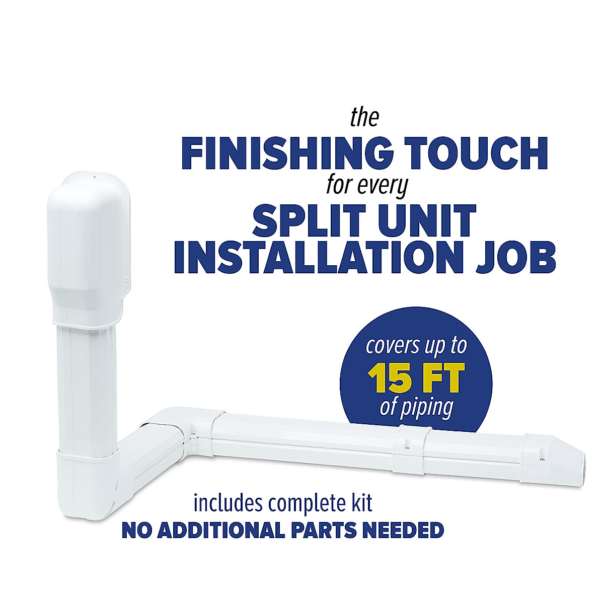 Sealproof Mini Split AC Line Set Cover Kit, 3" Decorative White Professional Grade PVC Kit Provides 15 FT Line Coverage for Ductless Mini Split Air Conditioners and Heat Pumps