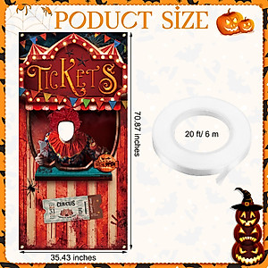 Lenwen Halloween Carnival Circus Theme Party Decorations Halloween Carnival Photo Door Banner Ticket Booth Backdrop Props Carnival Photo Games Booth Props Carnival Photo Backdrop for Halloween Supply