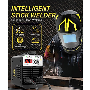 HZXVOGEN 140A Stick Welder, 110/220V ARC MMA Lift TIG Welding Machine with Hot Start Arc force Anti-Stick IGBT Portable Mini Welder Machine with Electrode Holder Cable Clamp