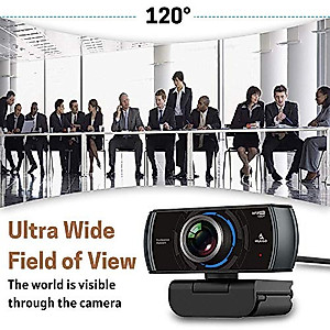 NexiGo N980P 1080P 60FPS Webcam with Microphone, HD USB Computer Camera, Built-in Dual Noise Reduction Mics, 120 Degrees Wide-Angle for Zoom/Skype/FaceTime/Teams, PC Mac Desktop (Renewed)