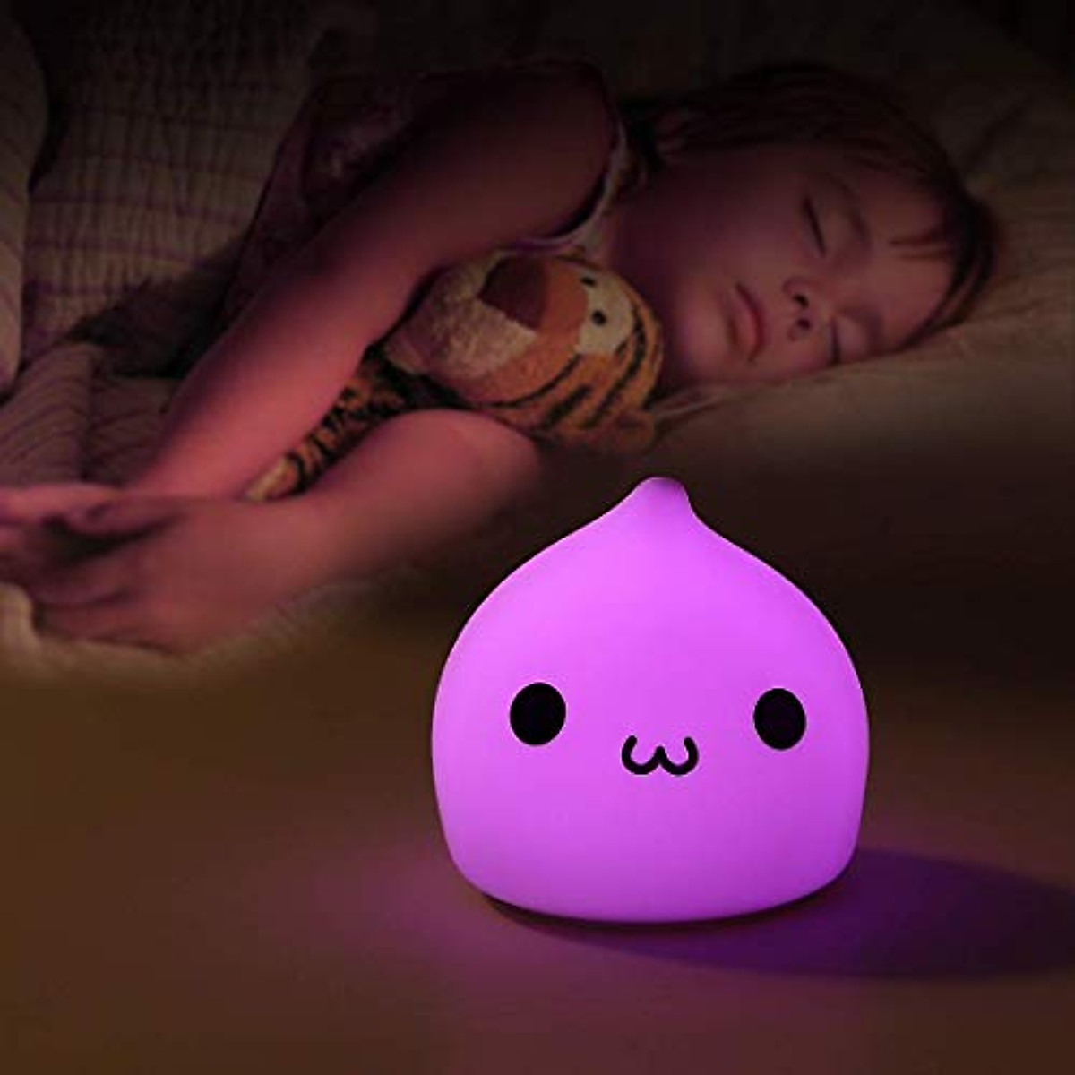 Night Light for Kids, Cute Lamp Dumpling Light Birthday Gifts for Girls Boys, Kawaii Waterdrop Nightlight Silicone Portable Nursery Battery Powered Animal Night Lights for Baby Toddler Teen Bedrooms