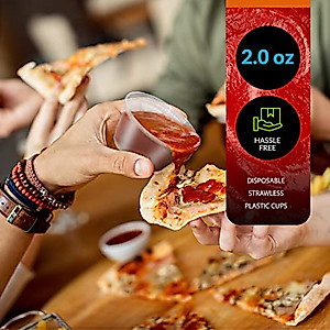 PAMI Portion Control Cups With Lids [2oz, 100-Pack]- Small Meal Prep Plastic Food Containers- BPA-Free Disposable Ramekin Cups- Deli Containers For Condiments, Sauces, Salsas, Dips, Jello Shots