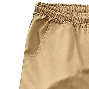 Men's Casual Multi Pocket Short Pants Elastic Waist Relaxed Fit Cargo Shorts Loose Fit Lightweight Outdoor Shorts (Khaki,XX-Large)