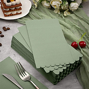 100 Pcs 2 Ply Cocktail Napkin Disposable Soft Napkins for Dinner Wedding Party Birthday Bridal Anniversary Reception, 13 x 16 Inches (Green,100 Pcs)