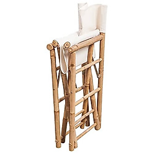 loibinfen 2pcs Folding Director's Chair, Indoor Outdoor Set of 2 Folding Bamboo Director Chair, Lightweight Camping Lawn Chair, Bamboo and Canvas