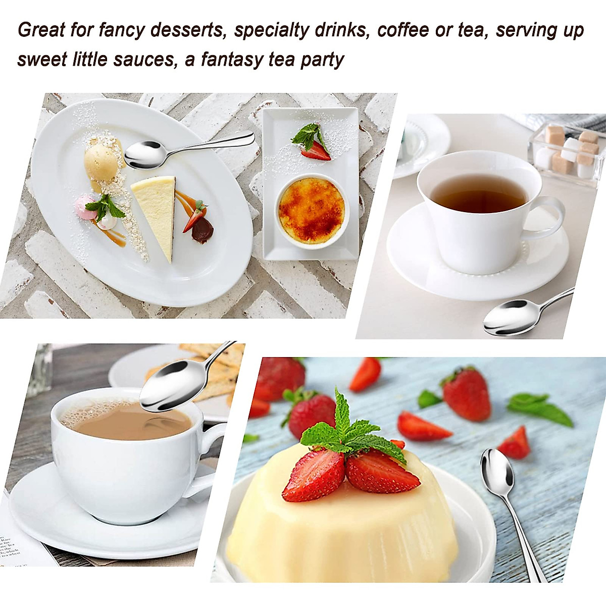 SONGZIMING Demitasse Espresso Spoons, Mini Coffee Spoon, 18/10 Stainless Steel Small Spoons for Dessert, Tea,Set of 6