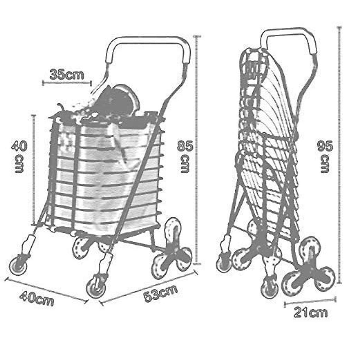 Shopping Trolley on Wheels Multi Function Shopping Cart 8 Wheel Climbing Trolley Lightweight Folding Wheeled Rolling Luggage Cart Storage Hand Trucks,