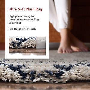 nuLOOM Cuellar Chevron Shag Area Rug, 7x9, Navy