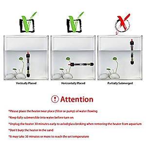 Fish Tank Aquarium Heater - Adjustable Temperature Submersible Thermostat Heater,25W/50W/100W/150W/200W/300W