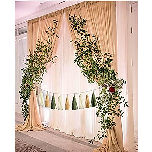 15PCS DIY Tissue Tassels Garland Olive Green Kraft Tan Brown Cream Neutral Party Tassel Banner for Greenery Safari Jungle Baby Shower Nature Theme Birthday Wedding Bridal Shower Decoration