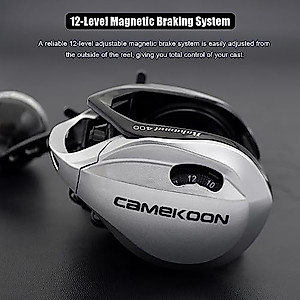 CAMEKOON Bahamut 400 Baitcaster Reels, Large Capacity for Jigging, 10+1 Stainless Steel Bearings, 35 LBs Drag, 7.2:1 Smooth Gear Ratio, Carbon Fiber Frame and Side Covers, Baitcasting Fishing Reel