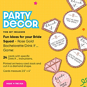 Big Dot of Happiness - Drink If Game - Bride Squad - Rose Gold Bridal Shower or Bachelorette Party Game - 24 Count