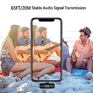 Professional Wireless Lavalier Lapel Microphone, （Plug&Play/2.4GHz）, 2 Mini Wireless Recording Microphone for iPhone Video Recording, Tiktok,Live Streaming, YouTube