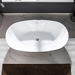 WOODBRIDGE 59" Freestanding White Acylic Soaking Bathtub with Chrome Drain and Overflow,BTA1518 -C-Drain &O