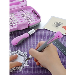 FantastiCAR Craft Knife Precision Cutter Hobby Knife Blades Set (30pcs) for Art Work, Scrapbooking, Stencil, Architecture Modeling, Wood Leather Working (Purple)