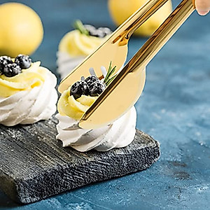 Gold Serving Utensils,12 Pcs Stainless Steel Serving Utensil with Serving Spoon,Slotted Spoons,Serving Forks,Soup Ladle,Serving Tongs,Pie Server,Butter Knife Serving Utensils Set for Parties,Buffe