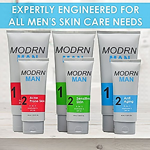 MODRN MAN Daily Skin Care Kit For Men With Sensitive Skin | Men’s Face Wash | Men’s Face Moisturizer | Fragrance Free | 45 Day Supply