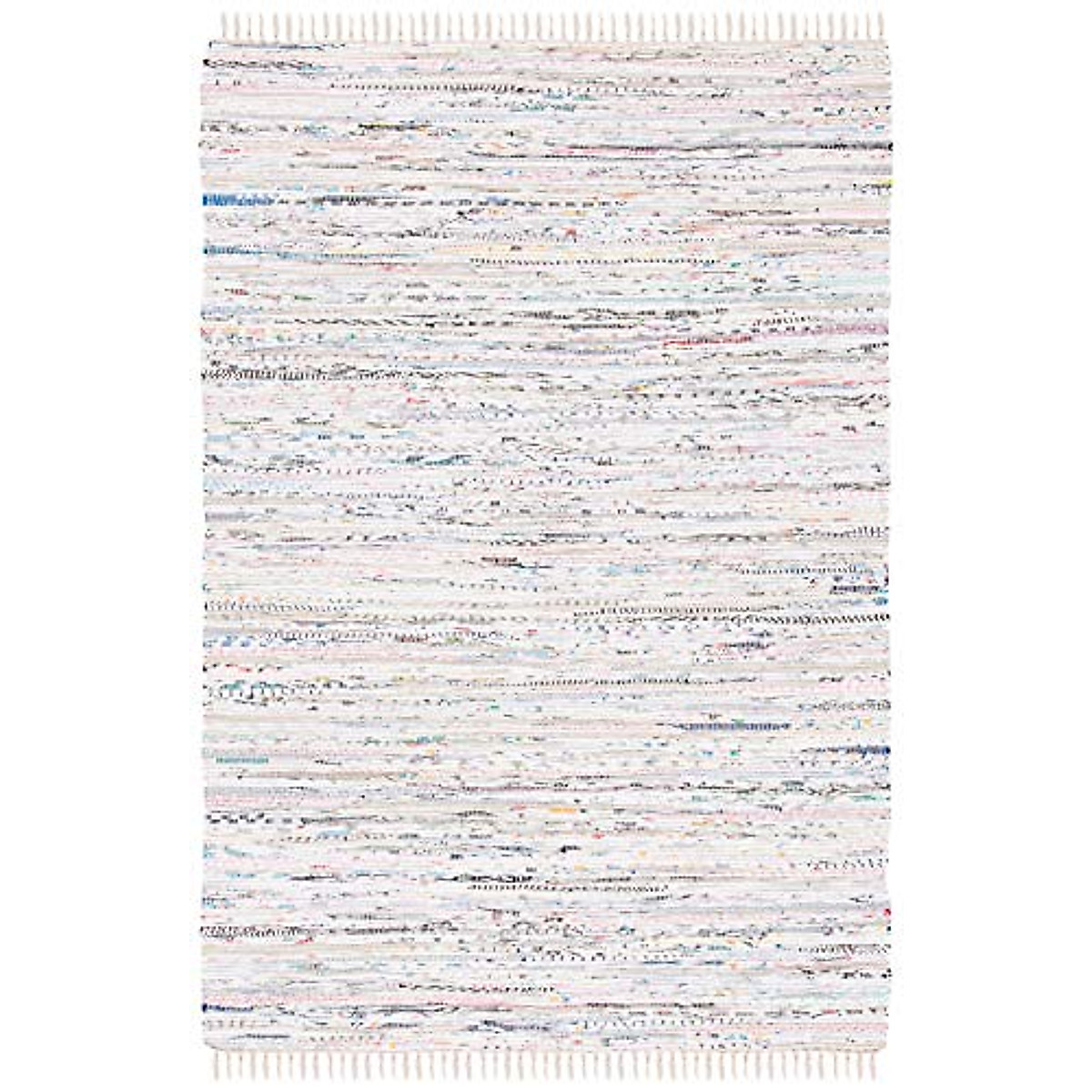 SAFAVIEH Rag Rug Collection Accent Rug - 4' x 6', Ivory & Multi, Handmade Boho Stripe Cotton, Ideal for High Traffic Areas in Entryway, Living Room, Bedroom (RAR121G)