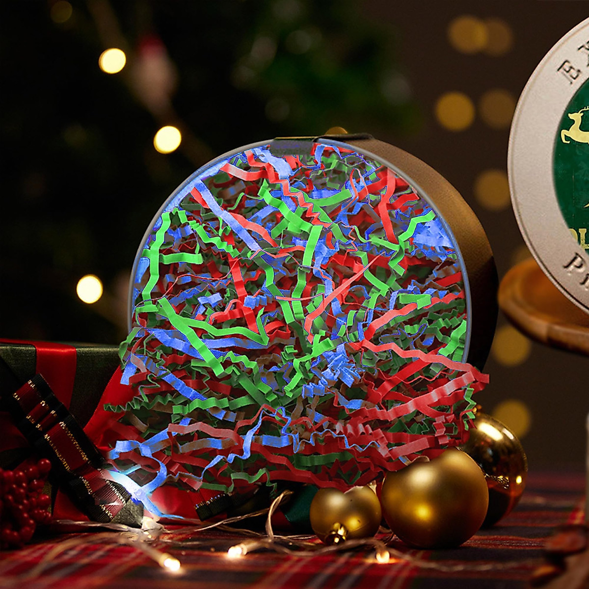 Uptotop 1/2LB Crinkle Cut Paper Shred Filler for Gift Wrapping Basket Filling, Birthday, Christmas, Thanksgiving, Wedding, Mother's Day (Five Colors)