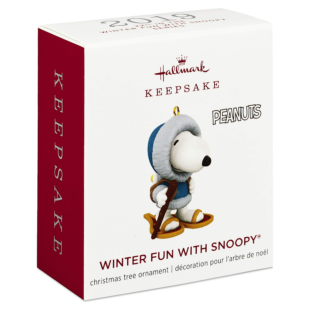 Hallmark Keepsake 0899QXM8367 Mini Christmas Ornament 2019 Year Dated Peanuts Winter Fun With Snoopy Snowshoeing Miniature, 1.04"