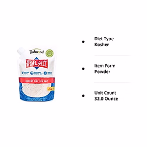 Redmond Real Salt - Ancient Fine Sea Salt, Unrefined Mineral Salt, 16 Ounce Pouch (2 Pack)