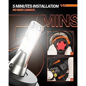 SEALIGHT H4/9003/HB2 LED Headlight Bulbs, 24000LM 100W 800% Brightness LED Headlights Conversion Kit for Hi/Lo Beam 6000K White, 9003 LED Light Cooling Fan, Plug-N-Play, Pack of 2, Headlight Brackets