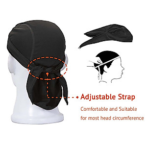 TOPLOR Sweat Wicking Beanie Cap Hat Skull Cap Pirate Hat Bandana Head Wrap for Men and Women Black