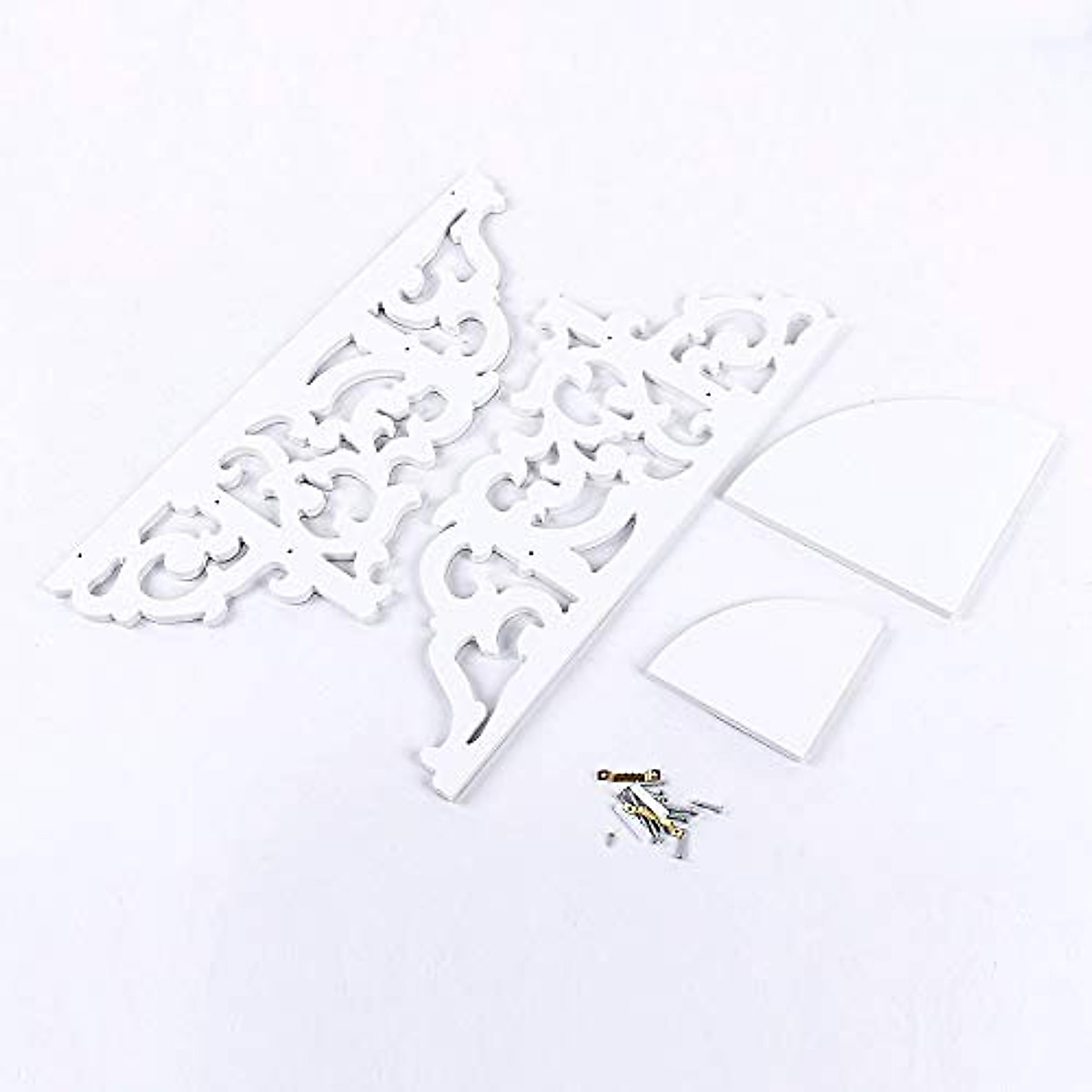 Yosoo Corner Shelf, 2 Tier Wall-Mounted Carved Home Bathroom Corner Shower Storage Shelf White Corner Display Rack