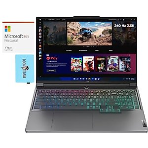 Lenovo Legion Slim 7i Gaming & Entertainment Laptop (Intel i9-13900H 14-Core, 24GB DDR5 5200MHz RAM, 1TB PCIe SSD, GeForce RTX 4070, 16.0" Win 11 Home) with MS 365 Personal, Dockztorm Hub