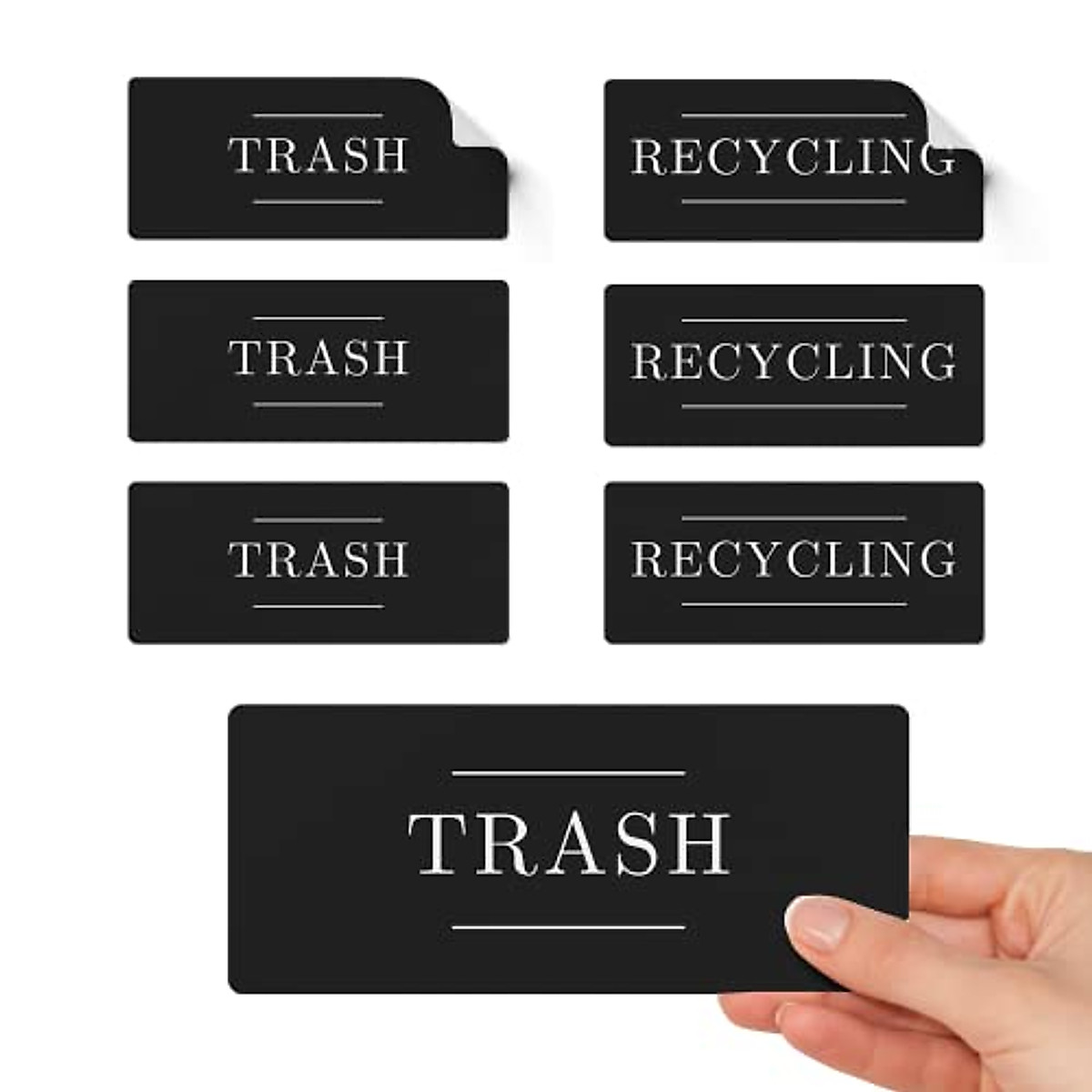 Recycling Stickers for Trash Cans - Set of 6 | Durable Labels