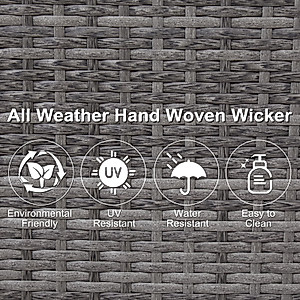 Kinsuite Outdoor Pool Towel Rack - Outdoor PE Rattan Storage Cabinet with 2 Storage Shelves & 1 Bottom Drawer for Patio Hot Tub Spa, Grey