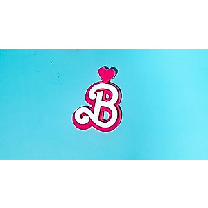 Pink B Earrings for woman and girls - Pink Accessories for Women, Babie Jewelry for Women, Pink Accessories, Love Heart Earrings (Glitter Pink)