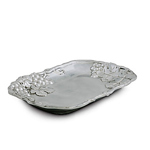 Arthur Court Designs Aluminum Grape Food Service Tray, Desktop Storage Organizer, Catchall, Valet, Nightstand or Dresser 9.5 inch Long