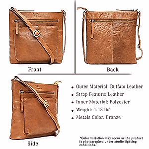 LUXEORIA Genuine Leather Crossbody Sling Bag for Women Classy Light Brown