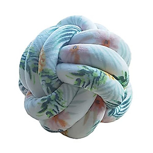 XIA ZHI Handmade Knot Ball Plush Pineapple Flowers Print Throw Pillow -Elegant Cozy Toy Gift Home Bedroom Couch Office Sofa Decoration 7.87 inch