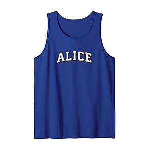 Alice Texas Vintage Athletic Sports B&W Print Tank Top