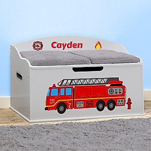 DIBSIES Personalized Creative Wonders Toy Box (Firetruck, Dream Cloud Grey)