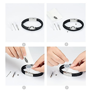 memorial jewelry Cremation Bracelet with Clasp Beads Cowhide Multi-Layer Braided Leather Urn Bracelet for Men Women