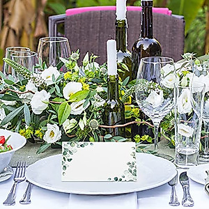 100 Pack Watercolor Place Cards for Wedding Greenery Seating Place Cards Tented Blank Table Cards Printable Tent Cards Folding Name Cards for Party Dinner Bridal Baby Shower, 3.5 x 4 Inch (Fresh)