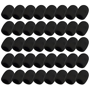 Foraineam 40 Pack Foam Mic Covers Handheld Microphone Windscreen Black Mic Sponge Foam Cover Shield