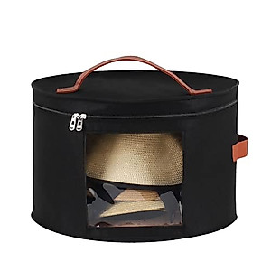 Hat Box,Hat Storage Box,Stackable Round Brim Hats Organizer Bag Container for Closet,Travel Hat Boxes for Women&Men,Collapsible Cowboy Hat Organizer,Stuffed Animal Toy Storage,Foldable Round Travel Cap Black Boxes with Dustproof Lid