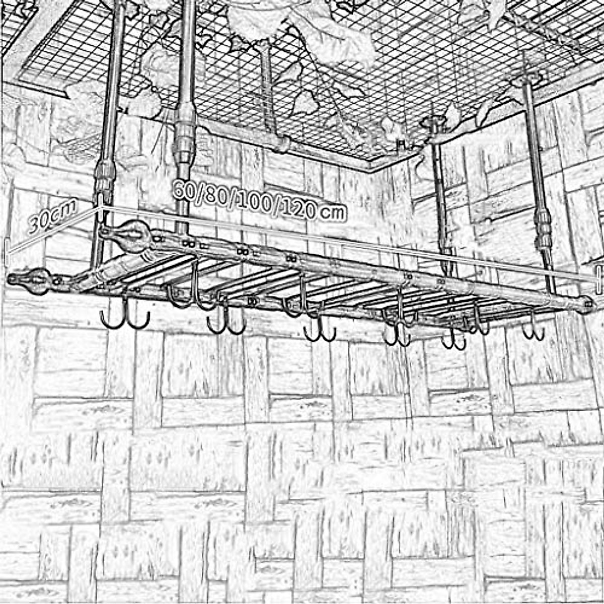 Ceiling Creative Simplicity Wall-Mounted Display Stand | Home Floating Shelf Metal Iron Storage Multi-Size Wine Rack J115, PIBM, Bronze, 80 * 30cm