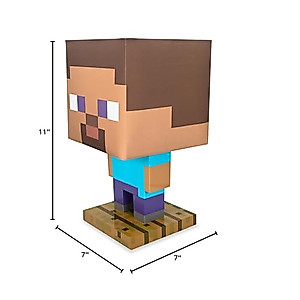 Minecraft Steve Figural 13-Inch LED Desk Lamp | Mood Light For Nightstand Table, Shelf