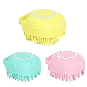 INGVY Dry Brushing Body Brush 2-in-1 Soft Silicone Bath Brush Body Exfoliator Massage Cleaner Comb Dispenser Scrubber Distributes Soap (Size : Yellow)